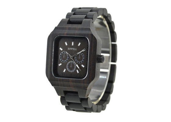 Black Sandalwood Man Wooden Wrist Watch With Quartz Movement Water Resistant