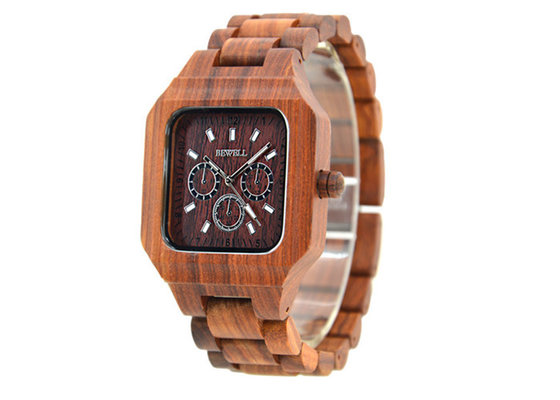 Jewellery Buckle Wooden Wrist Watch Mens Red Sandalwood Case And Band