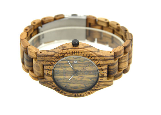 Luxury Ladies Wooden Wrist Watch / Double Press Buckle Quartz Wood Watch