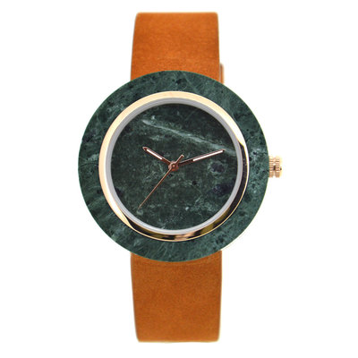 Fashion Man Style Water Resistant Green Stone Watch , Marble Case And Dial
