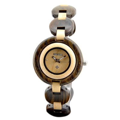 Bewell Ladies Quartz Wood Watch , Natural Sandal Wood Bracelet Watch
