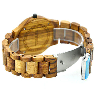 Custom Handmade  Wooden Wrist Watch With Miyota Japanese Movement , Wood Color