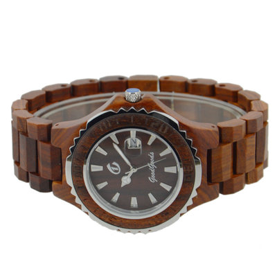 Maple / Sandal Wooden Quartz Watch With 100% Hardened Glass , 1 Year Warranty