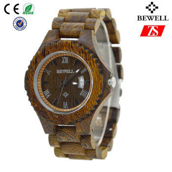Natural Wooden Men Style Watches With Stainless Steel Buckle , Vogue Japan Movement