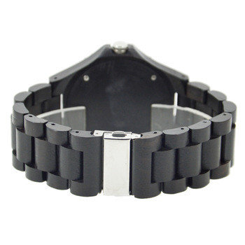 Black Personalized Men Wooden Watches With Crystal Glass , Water Resistance
