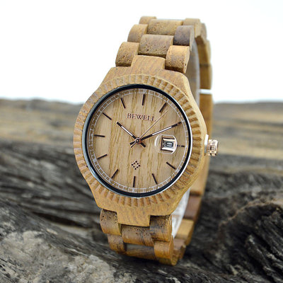 Natural Eco Friendly Classic Men Watches , Mens Waterproof Watches With Wooden Strap