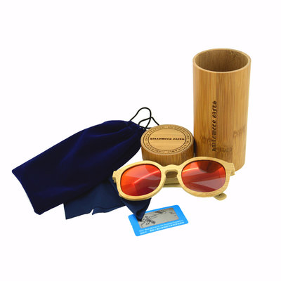 Natrual Wood Frame Sunglasses / Bamboo Polarized Wood Sunglasses With Custom Logo