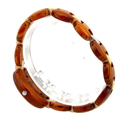 Red Ladies Wooden Watch With Japan Miyota 2035 Movement , Band Adjustable