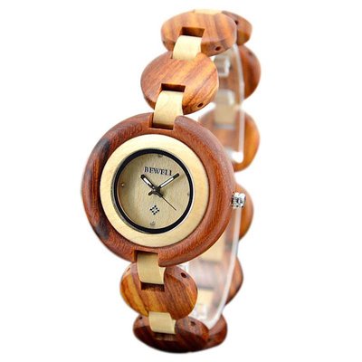 Red Ladies Wooden Watch With Japan Miyota 2035 Movement , Band Adjustable