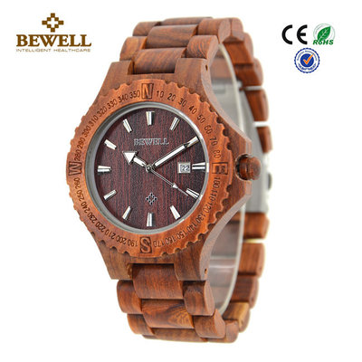 Beautiful Unique Men Wooden Watches , Natural Wood Watches Single Calendar