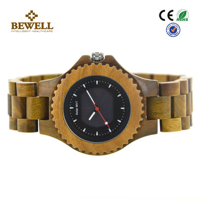 All Natural Green Sandalwood Solar Men Wooden Watches , Handcrafted Wooden Men Watches