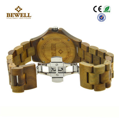 All Natural Green Sandalwood Solar Men Wooden Watches , Handcrafted Wooden Men Watches