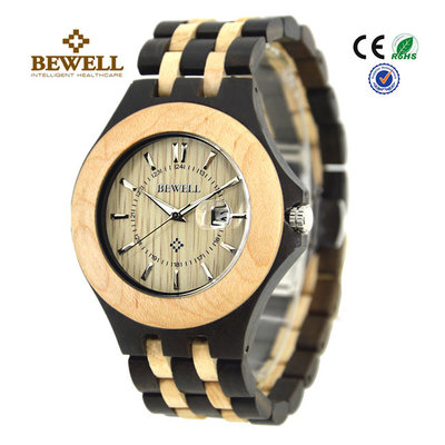 Luxury Hand Crafted Wooden Wrist Watch For Groomsmen , Ebony Maple