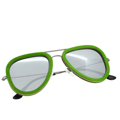 Skateboard Wood Frame Sunglasses With Metal Legs New Aviator Style Sunglassess