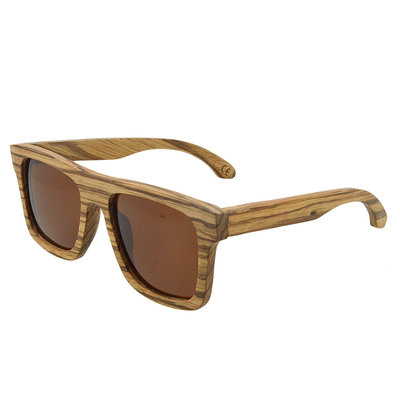 Bewell Polarized Unisex Zebra Wood Frame Sunglasses With Brown Lens