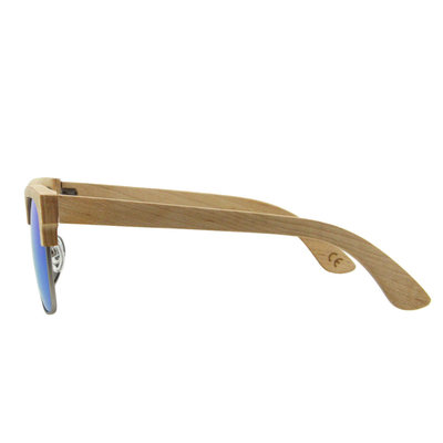 Semi Frame Maple Wood Sunglasses Polarized Blue Lens Eco Friendly