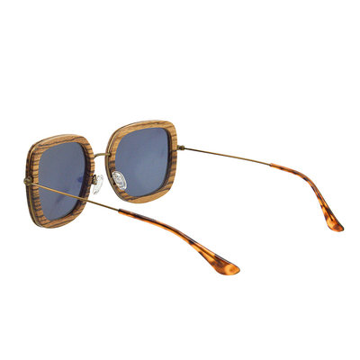 Special Metal Frame zebra Wooden Polarized Sunglasses , FSC handmade wooden glasses