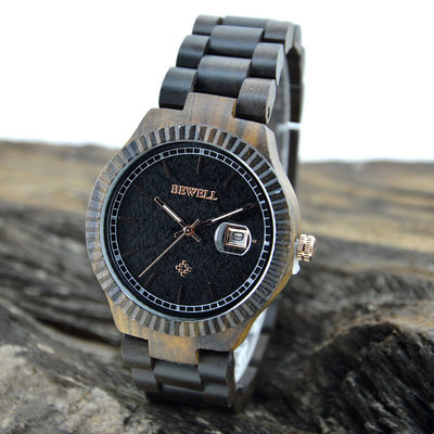 Custom Black Sandalwood Womens Wooden Watches With 12 Months Warranty