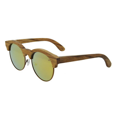 High End Fashion Natural Wooden Polarized Sunglasses , Custom Bamboo Sunglasses