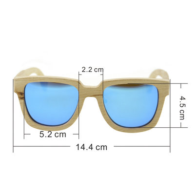 Mirror Refective Sunglasses With Wooden Frame , Wooden Mens Sunglasses