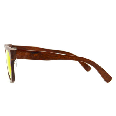 Red Sandalwood Wood Frame Prescription Glasses With Yellow Mirror