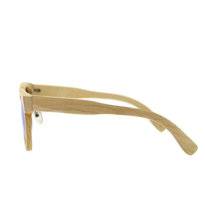 100% UV mirror women polarized sunglasses with logo ,  wood wayfarer sunglasses