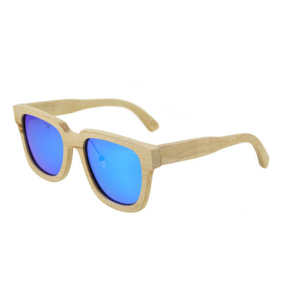 100% UV mirror women polarized sunglasses with logo ,  wood wayfarer sunglasses