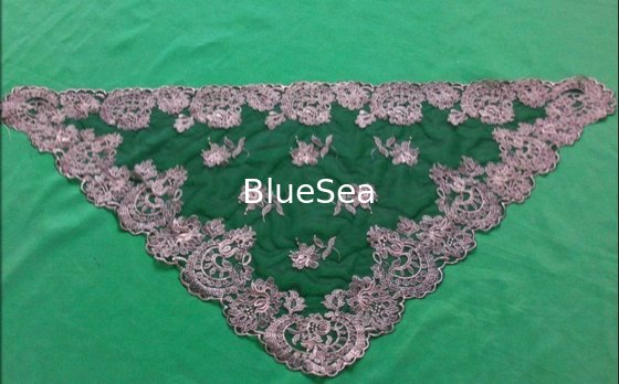 Khaki  Ivory Authentic Spanish Floral Mantillas Mesh Based Embroidery veils supplier