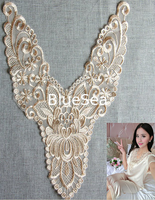 Polyester  Embroidery Collar Lace for Pajamas  Mesh Based Necklace Decoration supplier