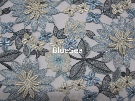 60cm Emulation Real Silks Chemical Lace Red/Green  Color Water Soluble Embroidery Fashion fabric supplier