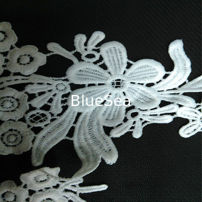 White Water Soluble Embroidery Applique   for Wedding Bridal Dress supplier