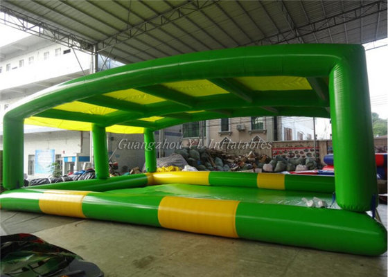 Large 0.9mm PVC Green And Yellow Inflatable Ball Pool With Cover Waterproof For Kids Adults