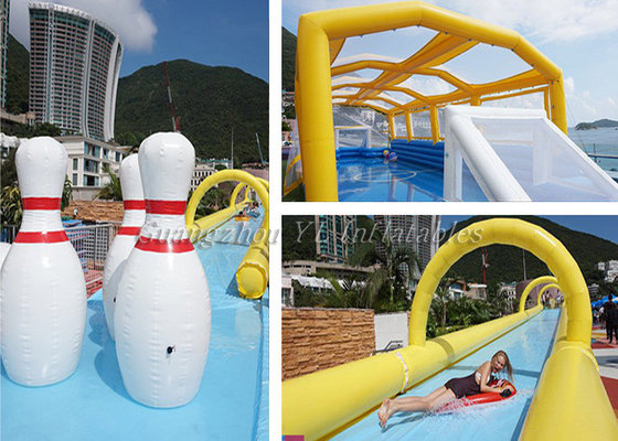 Yellow Inflatable Sports Field Slide The City With Bowling