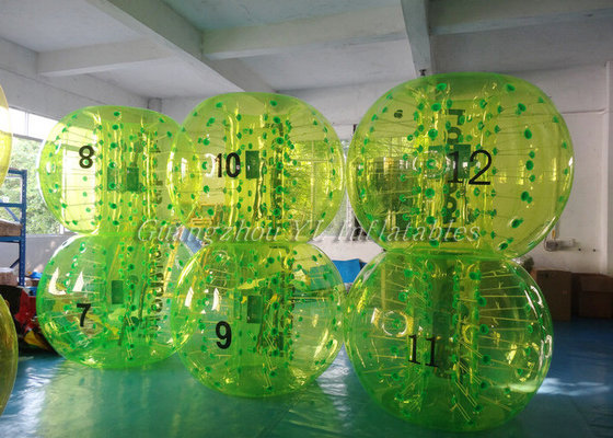 TPU 1.55m Body Zorb Ball , Inflatable Bumper Ball Green Yellow With Branding