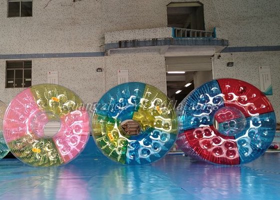 Giant Colorful Inflatable Water Roller , Inflatable Lake Toys Walking Roller