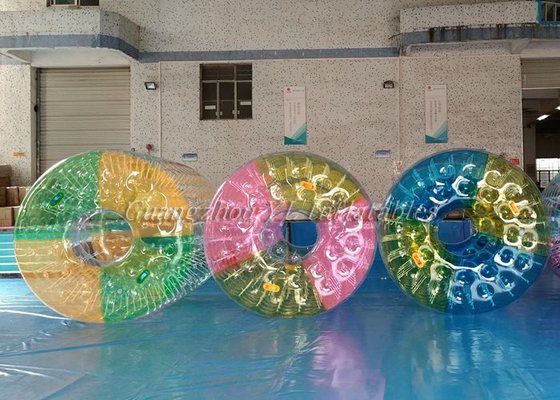 Giant Colorful Inflatable Water Roller , Inflatable Lake Toys Walking Roller