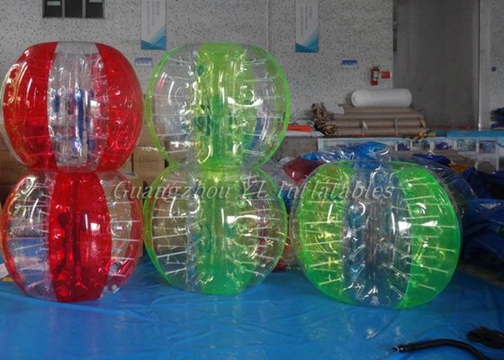 Half Color Grass Sports  Inflatable Bubble Soccer Balls With Bowl  Valve