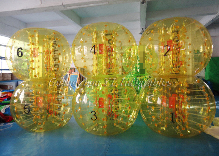 TPU 1.55m Body Zorb Ball , Inflatable Bumper Ball Green Yellow With Branding