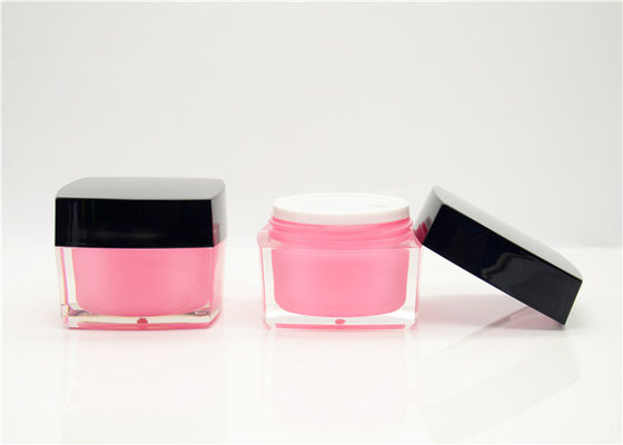 50g square / around acrylic cream jars Cosmetic Packaging in Pink and Black