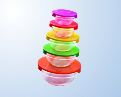 5 Piece Beautiful Decorative Glass Bowls Serving Bowls Set