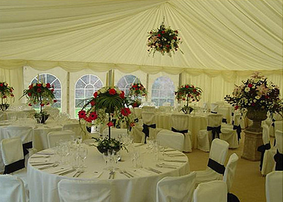 Outside White Wedding Party Tents With Luxury Decorations PVC Clear Windows