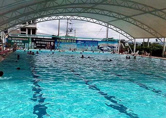 Triangle Swimming Pool Tents With PVDF Cover Steel Frame For Sun Shade