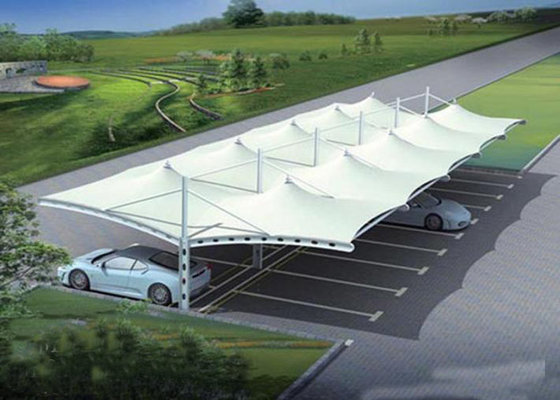 Metal Fire Retardant Sun Shade Structures For Double Side Car Parking