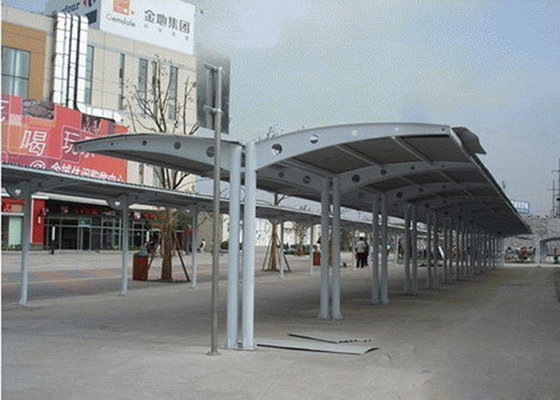 Metal Fire Retardant Sun Shade Structures For Double Side Car Parking