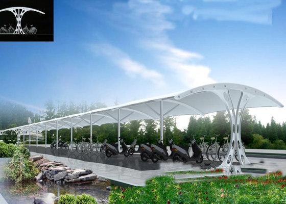 Big Modern Double Car Canopy Fabric Shade Structures For 30 Cars Parking