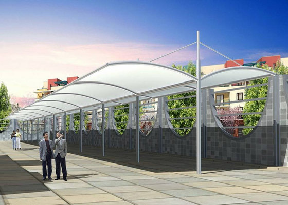 Custom Double Car Canopy Double Side , Steel Shade Structures For Garage