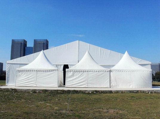 High Peak Pagoda Shape White Wedding Canopy 200 people With 100KM/H Wind Loading