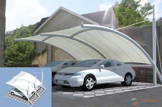 PVDF Tensile Membrane Structure Car Packing Double Car Canopy With Professional Special Design