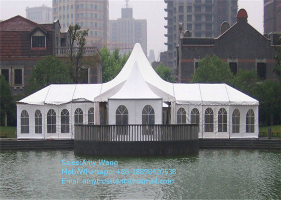 Hexagonal Outdoor Event Tents , Aluminum Frame Backyard Party Tent With Clear Window