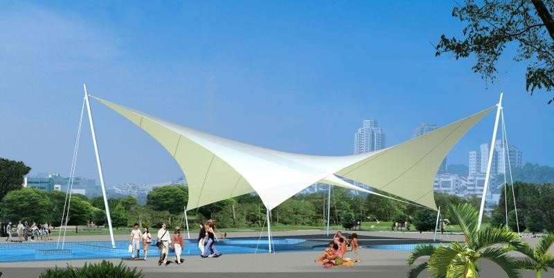 Luxury Swimming Pool Tents , PVDF Cover Fabric Roof Structures For Outdoor Shade